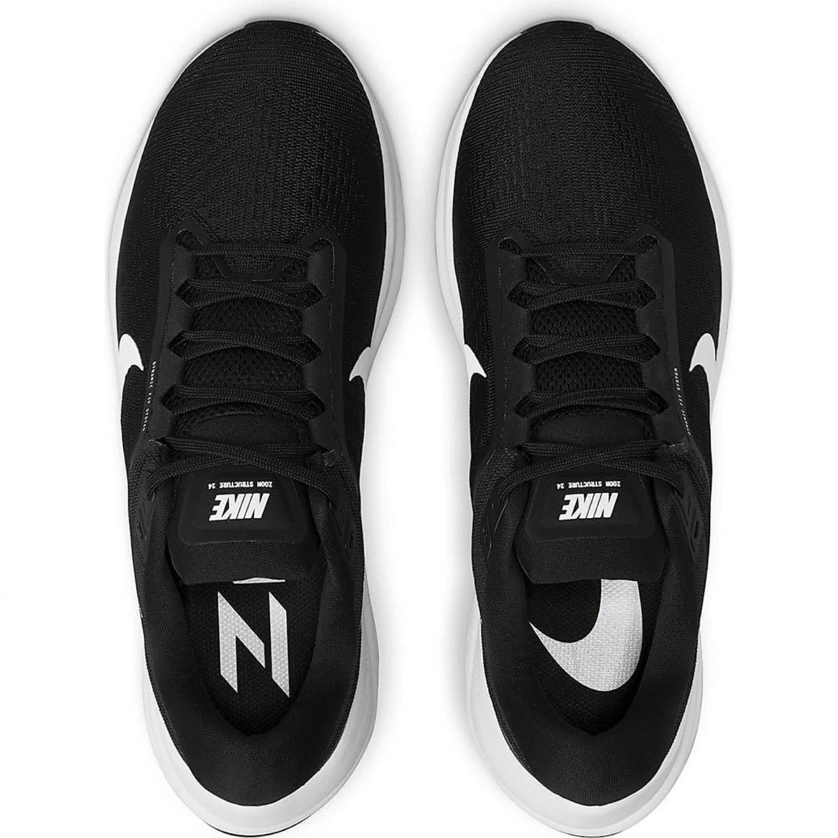 NIKE Air Zoom Structure 24 Men's Trainers Sneakers Road Running Shoes DA8535 (Black/White 001), Black White, 13