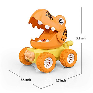 ZHFUYS Dinosaur Toy,Press & go Dinosaur Toy car Push and go car Toy for Kids 2 3 4 5 Year Old Boys Girls(Wheel Color Random)