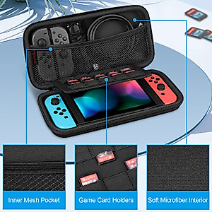 Fintie Carrying Case for Nintendo Switch OLED Model 7.0"/Switch 6.2", Portable Traveler Protective Cover Storage Bag w/10 Game Card Slots & Inner Pocket for Switch Console Joy-Con (Dont Touch)