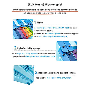 RAONZENA Professional Xylophone 25note, Glockenspiel,Xylophone for kids,Xylophone for gift,Glockenspiel that learns the basics of music (8note rainbow)