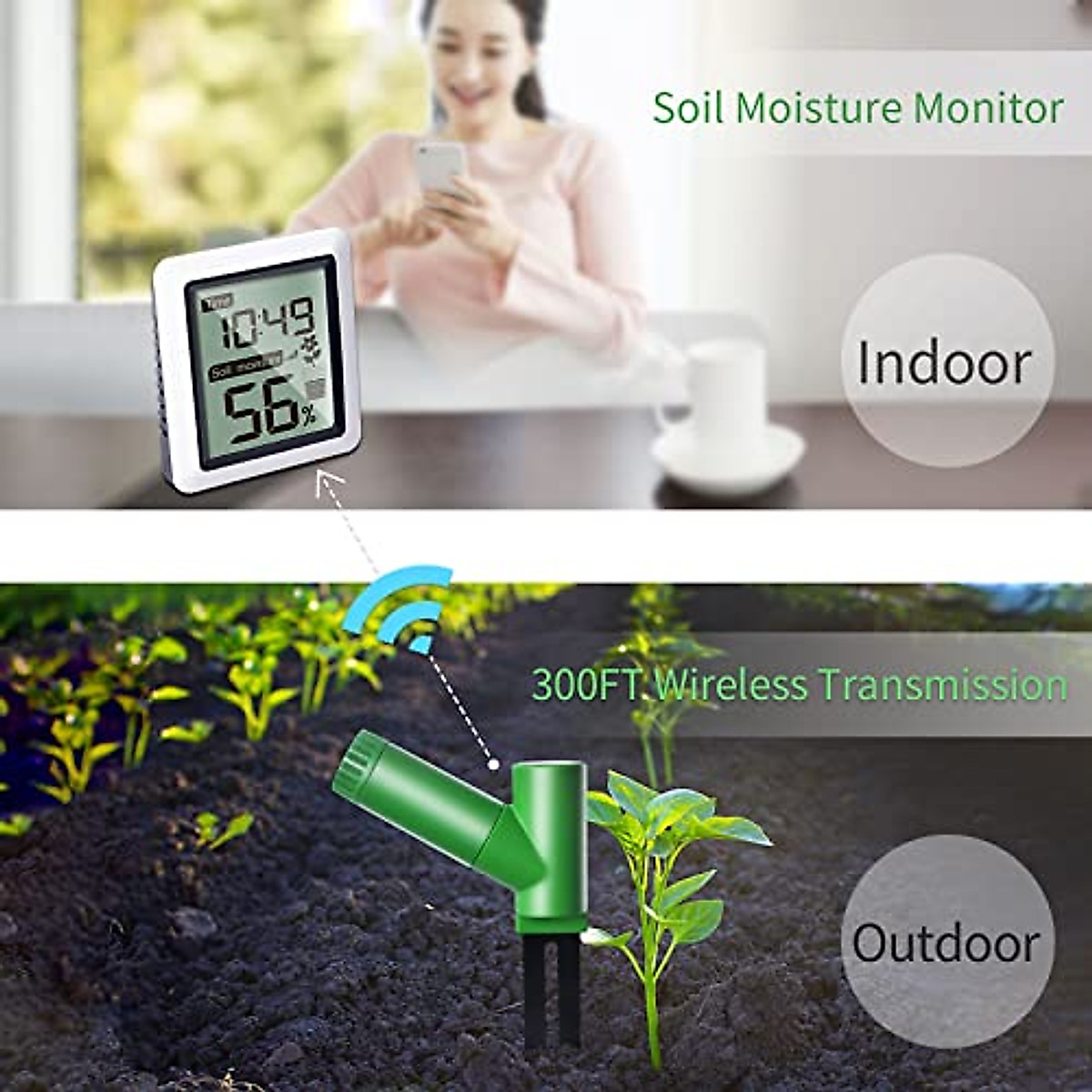 ECOWITT WH0291 Soil Moisture Tester Plant Soil Moisture Sensor Meter ...