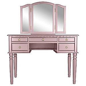 BOBKONA PDEX- Croix Collection Vanity Set With Stool, Rose Gold