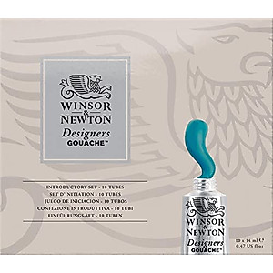 Winsor & Newton Designers' Gouache Introductory 10-Tube Paint Set, 14ml,Blue,green,ivory,white