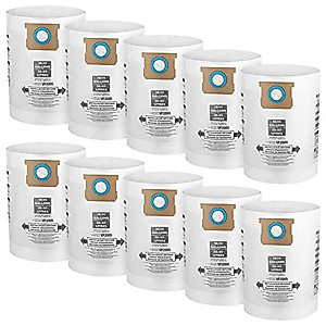 Cabiclean 10 Pack VF2005 Disposable Collection Filter Bags Compatible with Shop-Vac 9066200 10-14 Gallon Type F + Type I, Replace Part # 90662 and # 90672, White