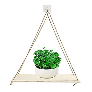 Hanging Shelves for Wall White Wood Shelf Rustic Storage Rack Home Decor Plants Photos Decorations Display for Living Room Bathroom Bedroom Kitchen Apartment Office Mounted Floating Shelves
