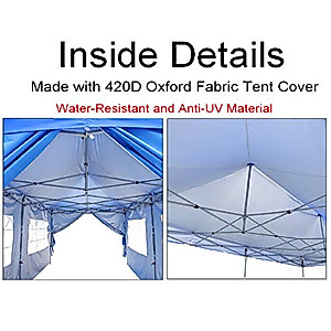 Klismos 10x20 Pop up Canopy Tent Outdoor Party Wedding Gazebos with Sidewalls Blue