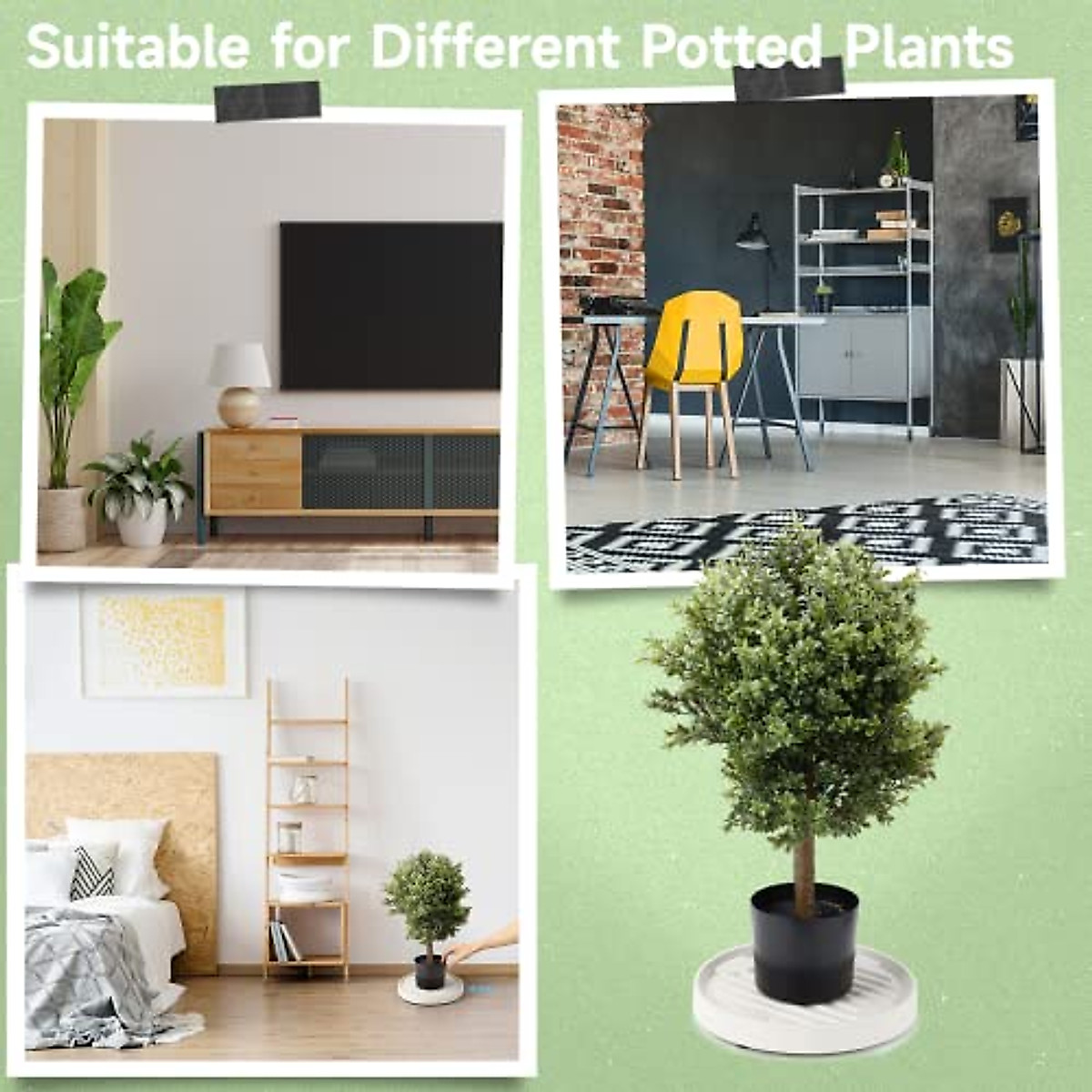 2 Packs Rolling Plant Caddies, 12Inch Heavy Duty Plant Caddy with Hidden Wheels, Rolling Planter Caddies with Wheels, 360° Rolling Plant Roller Base with Casters, Beige