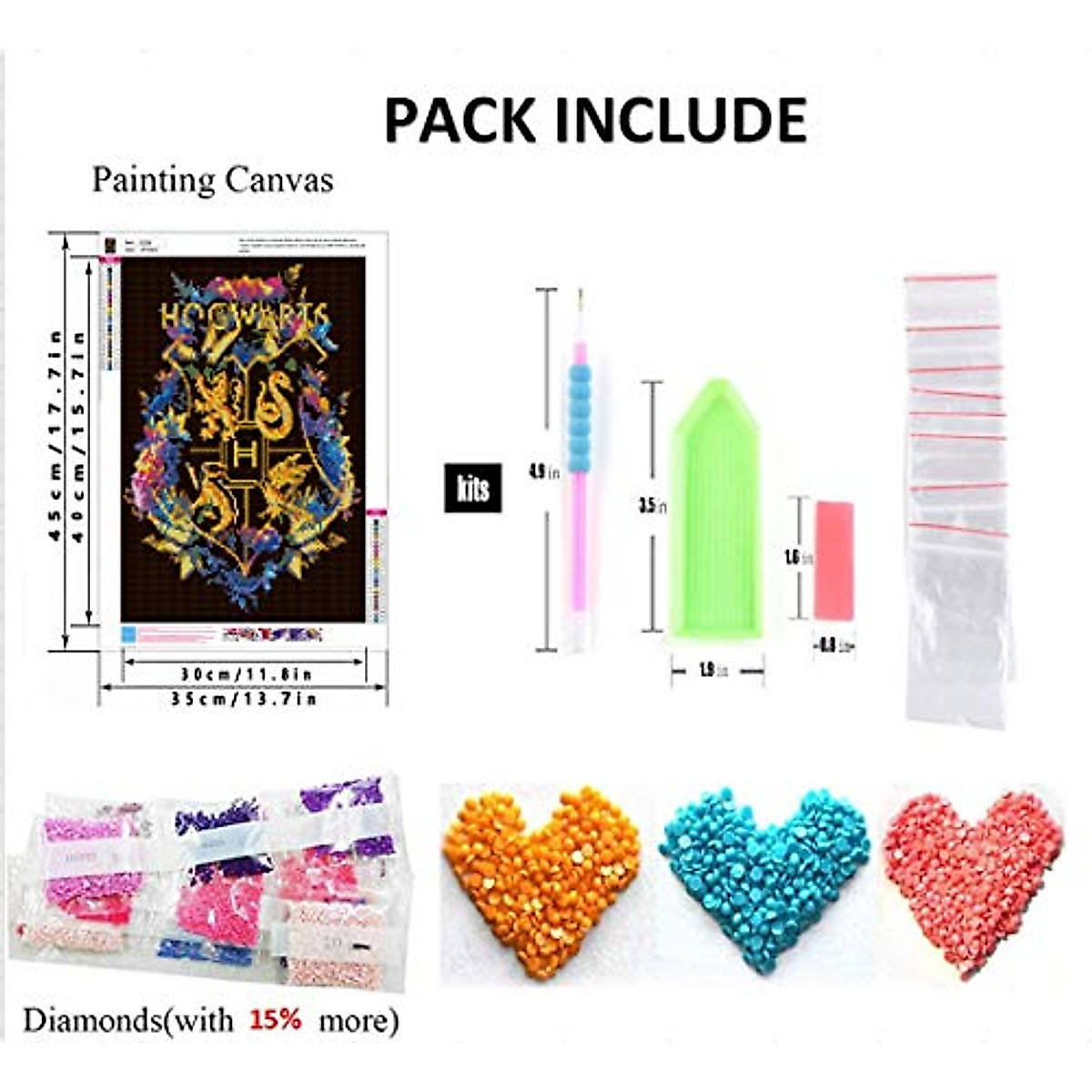 Diamond Painting Kits for Adults, Large Size 5D DIY Round Crystal Rhinestone Embroidery Kits Diamond Art Full Drill Diamond Painting Magic Badge Perfect for Home Wall Deco (Diamond Dotz 14x18inch)