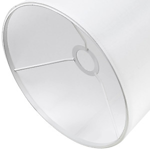 Set of 2 Double Medium Lamp Shades, White Drum Lamp Shade for Table Lamp and Floor Light, Fabric Natural Linen Handmade, 8x10x8.5 inch, Spider (White)