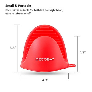 Decobay Mini Oven Gloves Silicone Heat Resistant Cooking Pinch Mitts Potholder for Kitchen Cooking, Baking and Kitchen Mittens Pinch Mitts (Red)