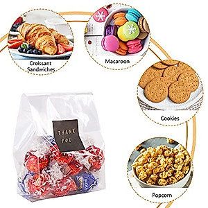LOKQING Cellophane Treat Bags Cookie bags for Packaging Clear Gift Bags with Stickers for Cookies,Candy,Chocolates（Clear,9x4 INCH)