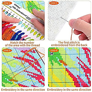 Amiiba Stamped Cross Stitch Kits, Snow Animal Wolf Branch Wood DIY 11CT 10.6x15.3 inch (Wolf)