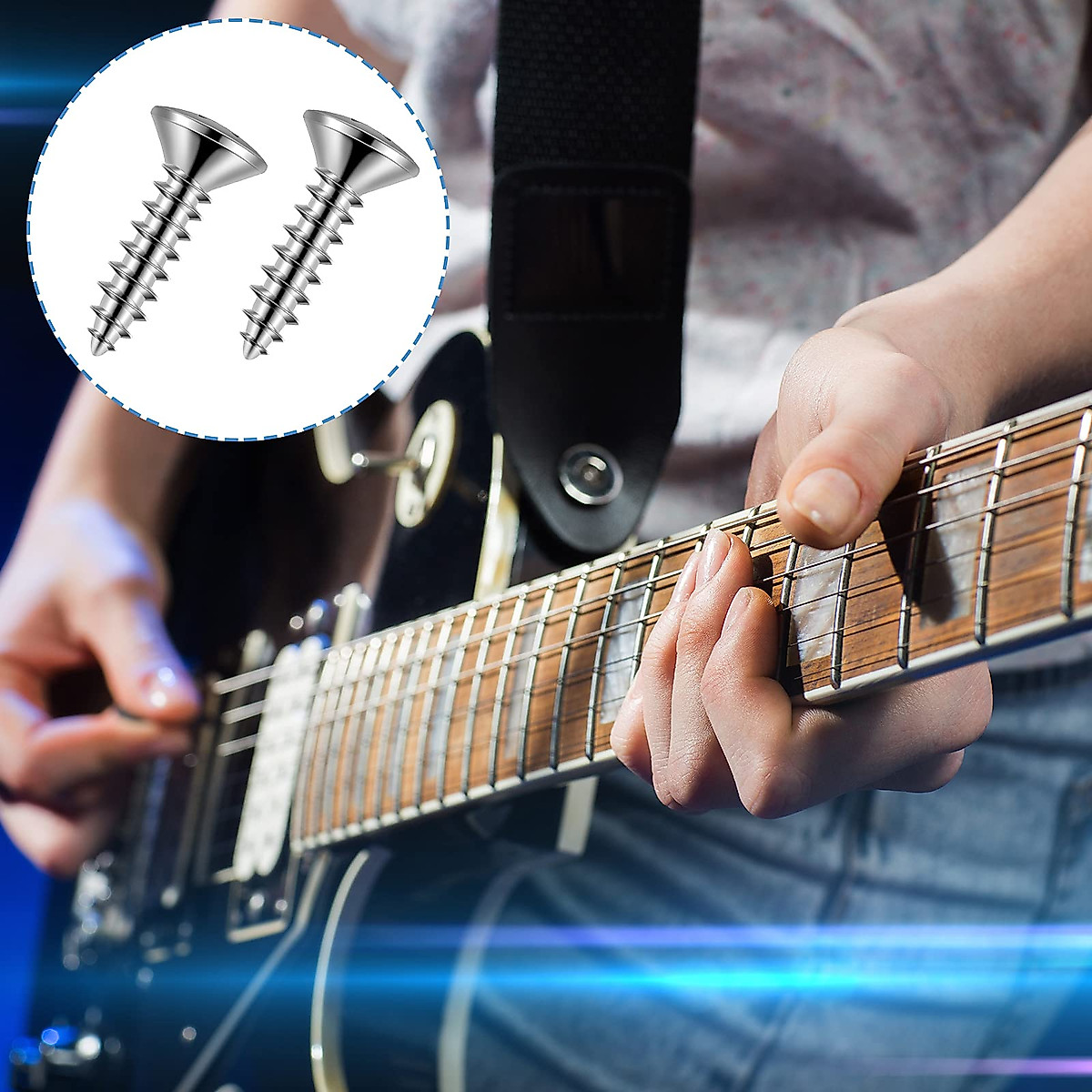 Hotop 100 Pack 3 mm Guitar Screw Bass Pickguard Screws Guitar Mounting Screws for Guitar Bass Replacement (Black and Silvery)