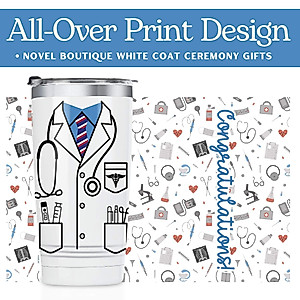 Onebttl White Coat Ceremony Gifts for Doctors - 20 oz/590 ml Stainless Steel Insulated Tumbler with Straw, Lid - Medical School Graduation Gifts for New Doctor, Med Students - (White)