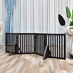 WELLAND Triangle Support Feet Set of 2 for 360 Degree Configurable Gate Collection, Solid Pine Wood, Easy to Install, 2 Pairs of Safety Fence Feet for Freestanding Pet Gates, Espresso (Only Feet)