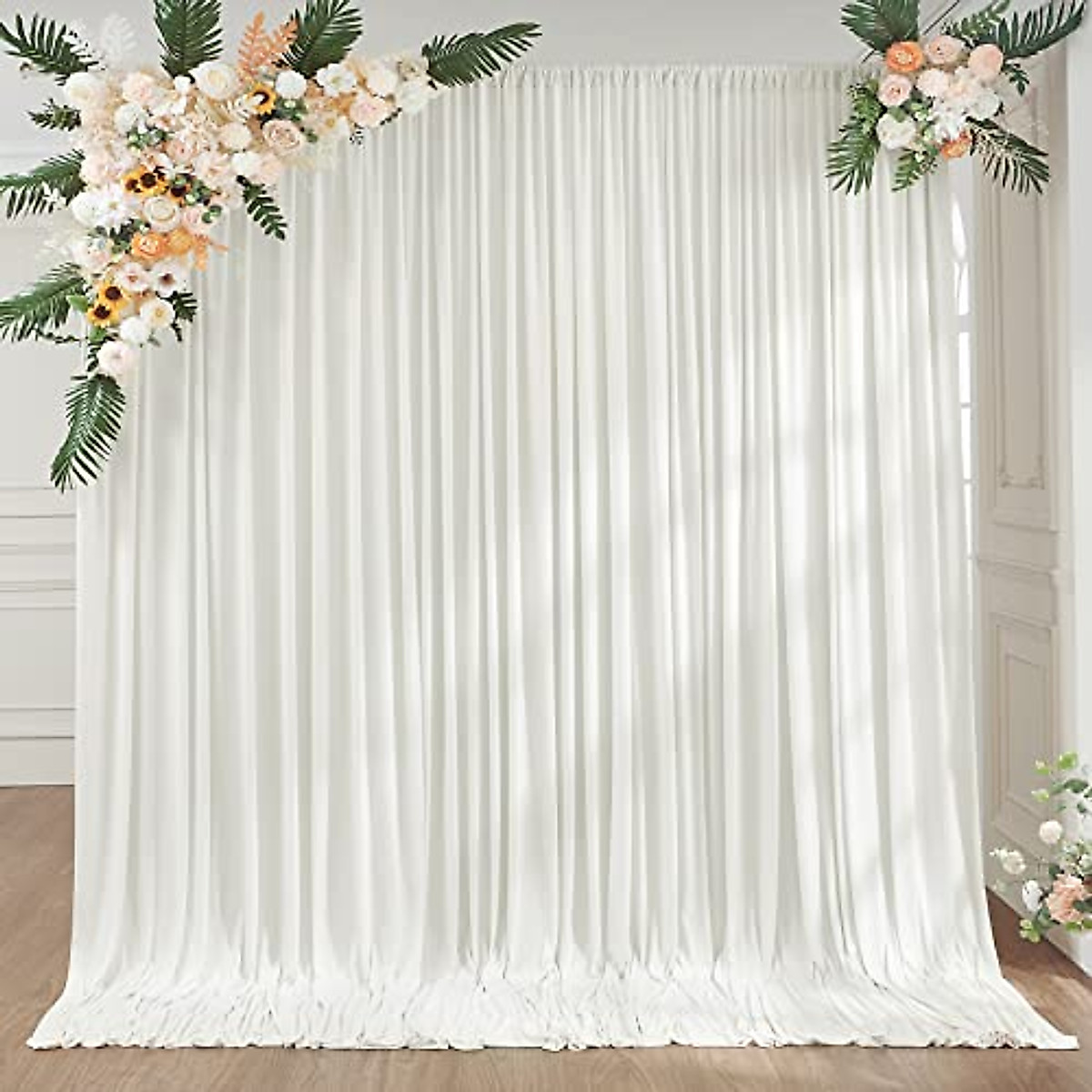 10ft x 10ft Ivory Wrinkle Free Thick Fabric Backdrop Curtain Drapes Ivory Backdrop Panels Background for Wedding Birthday Baby Shower Party