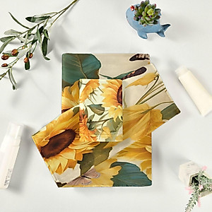 Flradish Sunflower Butterfly Towels 3 Pack Bath Towels for Bathroom Set Soft Cotton Highly Absorbent Lightweight & Quickdry Towel Set 1 Bath Towel,1 Hand Towel,1 Washclothe