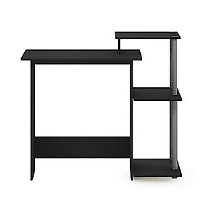 Furinno Efficient Home Laptop Notebook Computer Desk with Square Shelves, Black/Grey
