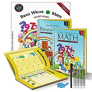 EPCQUYIN 2 PC 11" X 8" Magic Practice Copybook Reusable Writing Practice Book Alphabet & Math Calligraphy Set Kids Early Education Materials English Handwriting Workbook with Pens