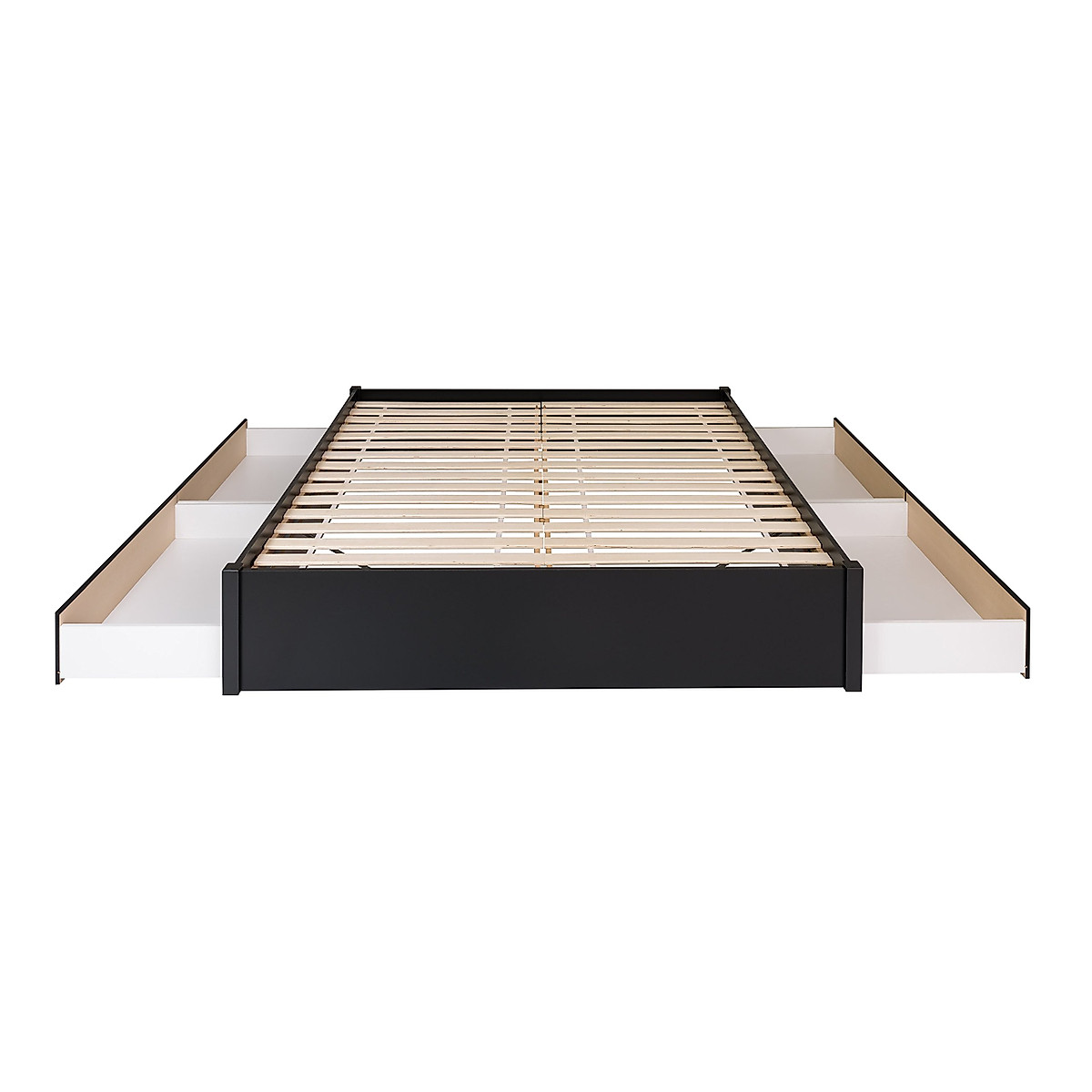 Prepac Select King 4-Post Raised Platform 4-Drawer Storage Bed, Modern King Storage Bed with Drawers 83" D x 79" W x 16" H, Black, BBSK-1302-4K