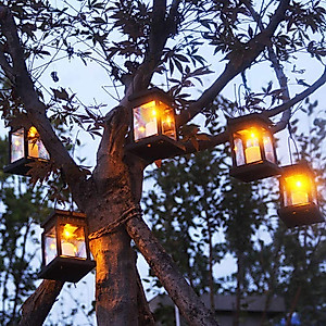 Solar Lantern Garden Lantern Outdoor Hanging Lantern Waterproof LED Flickering Flameless Candle Warm Lights for Tabletop Garden Patio Yard Decoration,1 Pack