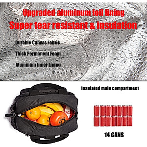 Scorlia Insulated Lunch Bag Thermal Backpack, 3 in 1 Convertible Lunch Tote with Side pockets for Women, Tall lunch Cooler Box with Drinks Holder for Girls, Kids, School, Office, Beach, Picnic, Black