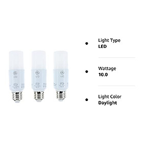 GE Lighting 79369 LED Bright Stik 10-watt (60-Watt Replacement), 760-Lumen Light Bulb with Medium Base, Daylight, 1 Box (3 Bulbs Total)