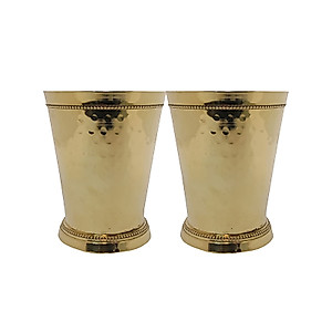 Bona fide 2 pieces brass goblet hammered design,Premium Goblet Champagne Flutes Coupes Wine drinking Glass,tumbler cups for water juice milk beer ice tea set of 2 pieces brass chalice cup 360 ml each