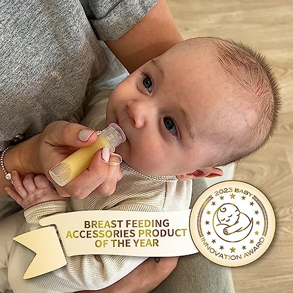 haakaa Colostrum Collector Kit Breast Milk Collector with Cotton Cloth Wipe and Storage Case, Ready-to-Use, Reusable, BPA Free, 4ml/6pcs