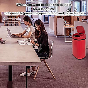Kitchen Trash Can 13 Gallon,Stainless Steel Trash Can Touchless Garbage Can Large Trash Bin for Kitchen,Bathroom,Restroom,Office Automatic Garbage Bin,Red