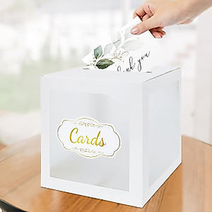 QIKSION Wedding Card Box for Reception, Frosted with White Border Gift Card Box for Wedding, Bridal & Baby Showers, Wishing Well Party, Birthdays, Retirements, Open Houses, Anniversaries