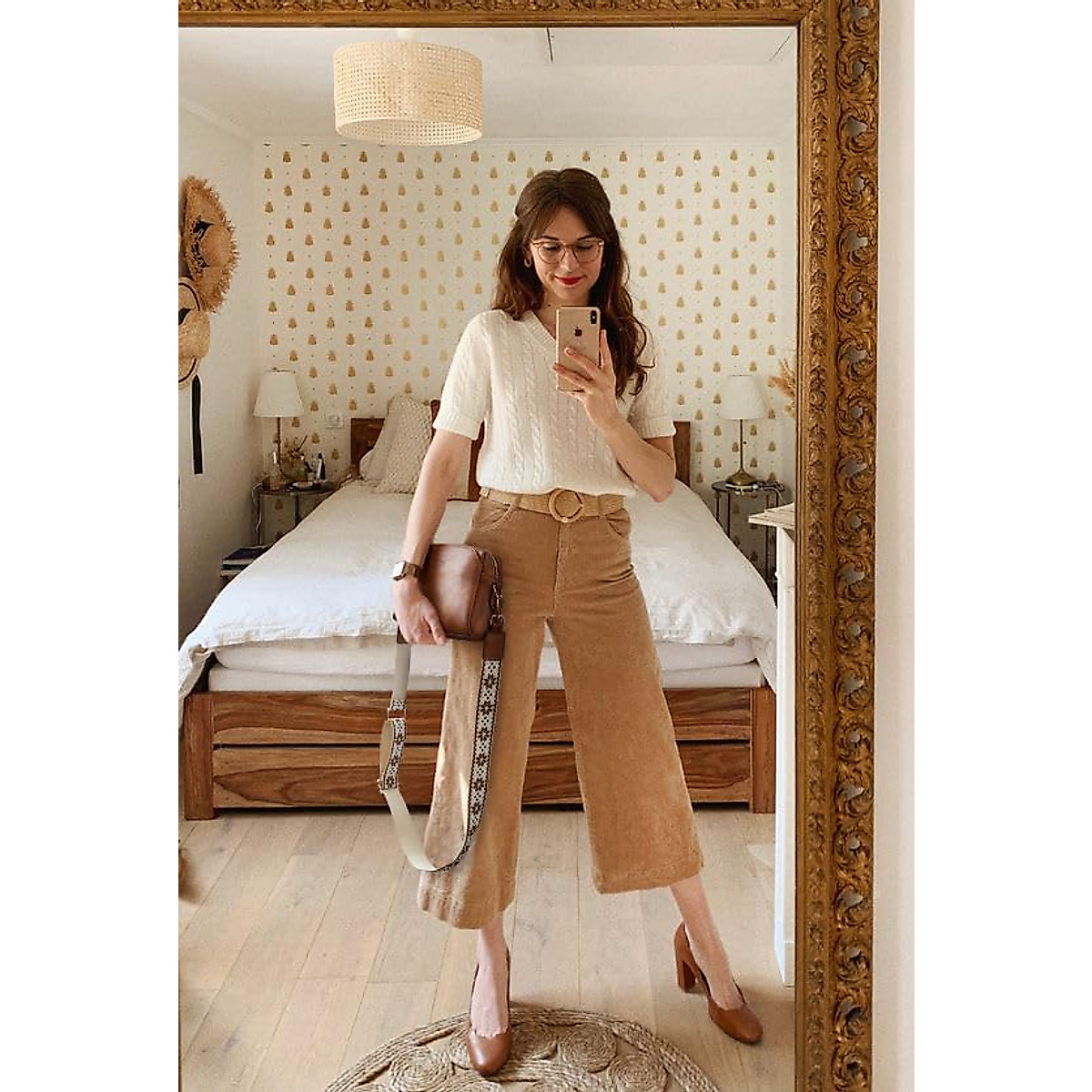 BOSTANTEN Crossbody Purses for Women Vegan Leather Triple Designed Crossbody Handbags Shoulder Bag with Wide Strap Brown