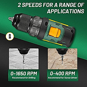 ALEAPOW D10 Cordless Brushless Drill, 20V Drill Driver Kit, 2-Speeds(0-1650RPM), 350 In-lbs, 3/8” Keyless Chuck, 20+1 Torque Setting, 2.0Ah Battery, Charger, LED, 38 Pcs Drill/Driver Bits