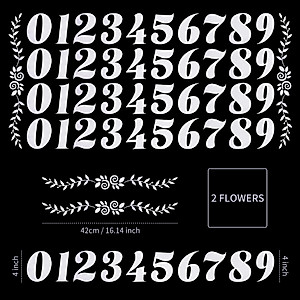 Mailbox Numbers Die Cut Decal Rustic Style Flowers House Number Address Apartment Office Stickers SignFront Door Rainproof Decal Vinyl Lettering Farmhouse Decor Double-sided Mailbox Number 4" Silver