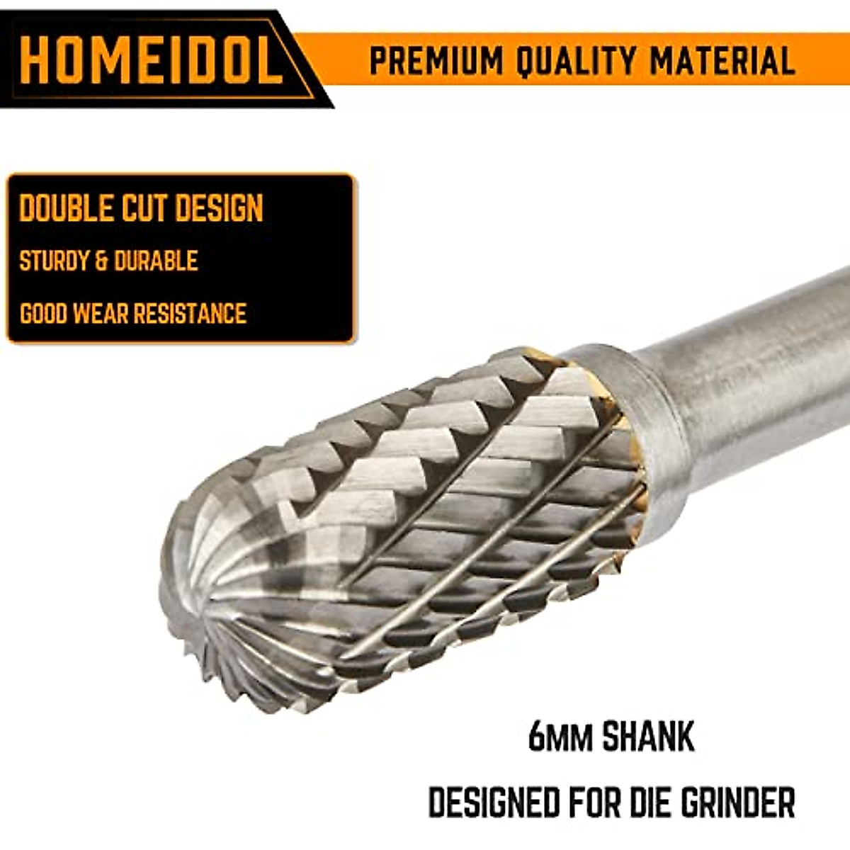 Carbide Burr Set Die Grinder Bits Rotary Tool Bits 1/4" Shank 10 PC Double Cut Wood Carving Accessories Cutting Burrs Metal Grinding Engraving Polishing Porting Trimming