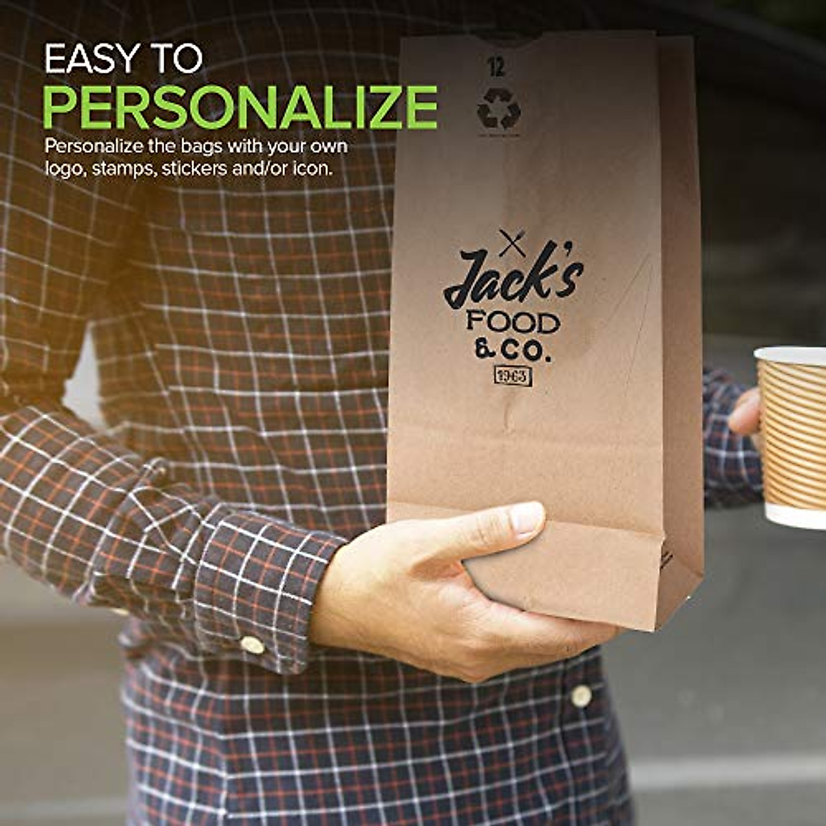 Stock Your Home 12 Lb Kraft Big Brown Paper Lunch Bags (100 Count) - Bulk Disposable Lunch Sacks, Large Size Blank Bag, Good for Snacks, Sandwiches, Grocery Food, and Arts & Crafts Projects