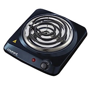 Courant Electric Burner, Single Buffet Countertop Hotplate, 1000W Portable Cooktop, Black