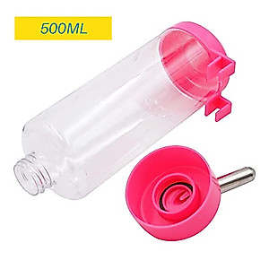 NAOEDEAH 2 Pack 16 oz Large Rabbit Guinea Pig Water Bottle no Drip for Cage no Leak Rat Small Animal Dog Hamster Water Bottle Water Bottle Attaches to Cage Bunny Water Dispenser,Ship by Random Color