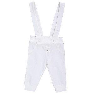 Baptism Outfits for Boys Baby Boy Gentleman Suit Christening Outfit White Dress Shirt Romper Bowtie Suspenders Long Pants Clothes Wedding Tuxedo Formal Suit Easter 1st Birthday All White 6-12 Months