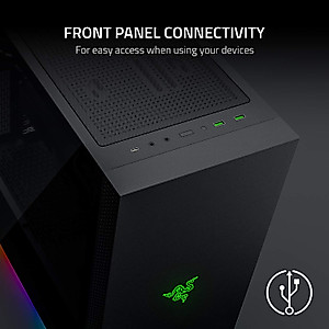 Razer Tomahawk ATX Mid-Tower Gaming Case: Dual-Sided Tempered Glass Swivel Doors, Ventilated Top Panel, Chroma RGB Underglow Lighting, Built-in Cable Management, Classic Black