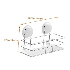 DOITOOL 2pcs No Punching Rack Wall Mounted Shelving Gondola Shelving Stainless Steel Shelving Plastic Bathroom Organizer Utility Caddy Tote Bathroom Floating Shelves Metal Shelf Wall Shelf