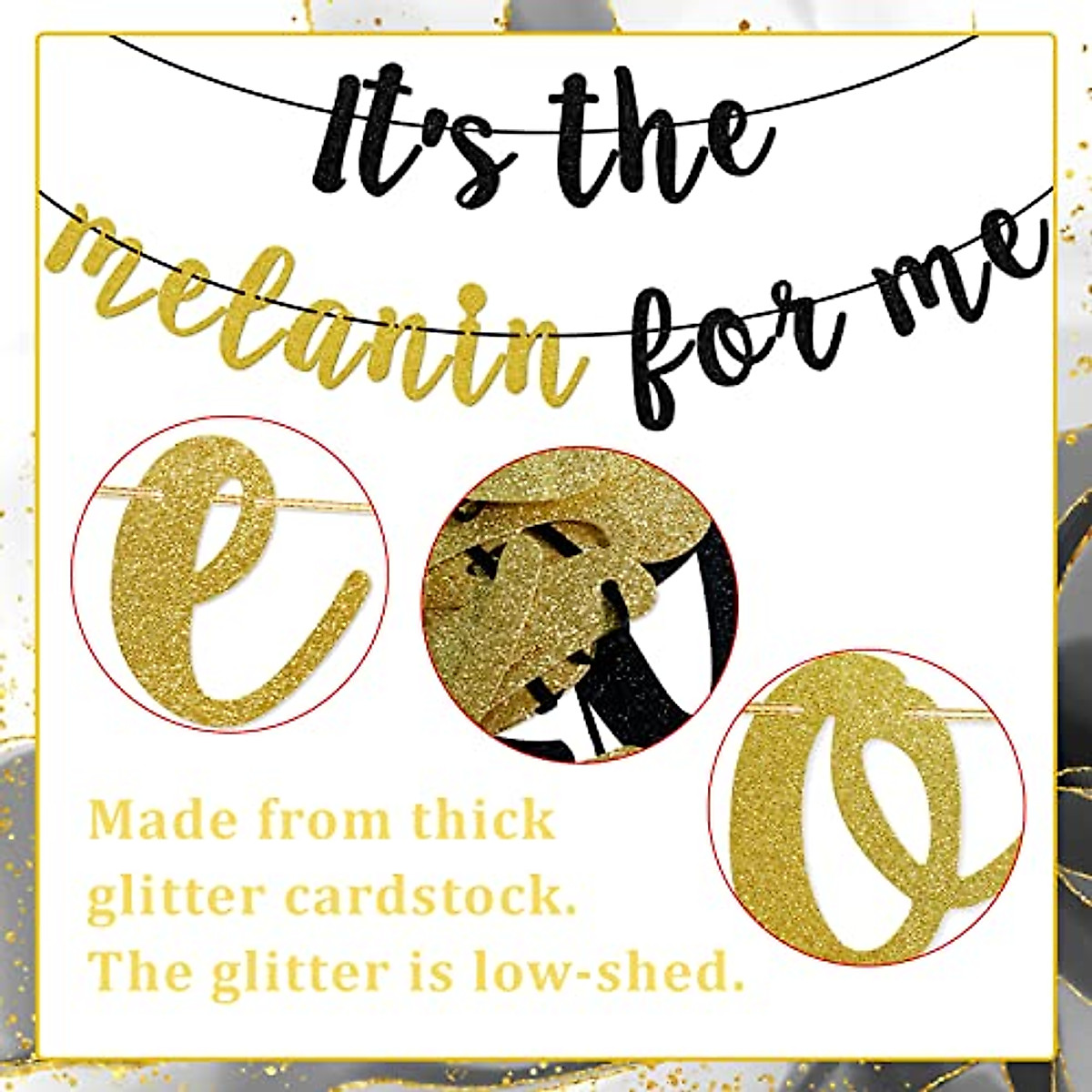 It's The Melanin For Me Banner, Black Lives Matter, Black Girl Magic Banner, Black History Month Decorations, Black & Gold Glitter