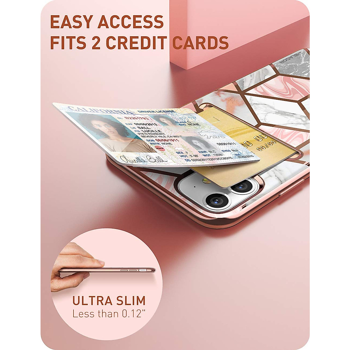 i-Blason Cosmo Wallet Slim Designer Wallet Case for iPhone 12 Mini (2020), 5.4", Marble