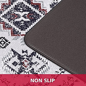 ASPMIZ Farmhouse Kitchen Mats for Floor 2 Piece, Vintage Non Slip Kitchen Rugs Washable, Anti Fatigue Kitchen Mat Set of 2 Waterproof, Comfort Standing Mat Runner, 18'' x 48'' + 18'' x 30'', Red