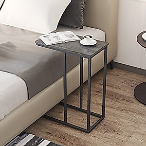 Yusong Small Narrow Side Table and C Shaped Side Table for Small Space, Slim Couch Side Table Skinny Nightstand for Living Room Bedroom, Grey