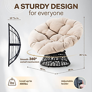 Bme Ergonomic Wicker Papasan Chair with dCee Cat Couch - Small Dog Sofa Light Gray, Soft Thick Density Fabric Cushion, High Capacity for Livingroom, Bedroom, Reading Room