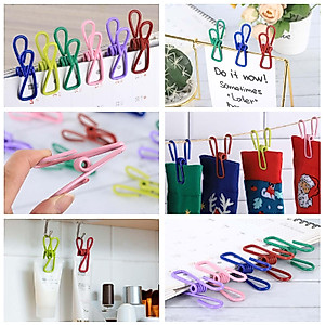 50pcs 2.2 Inches Colored Clothes Pins Waterproof Metal Chip Clips Steel Clip for Food Bag, Chips Bag, Paper