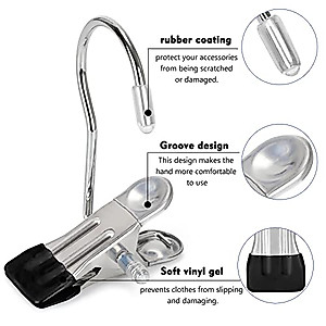 ODILCO Black Boot Hanger Clips, 24PC Hook Clips Hold, Hanging Clothes Pins Hooks - Portable Stainless Steel Home Travel Hangers Clips