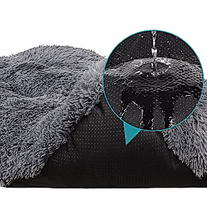 Dog Bed Mat Crate Pad, Dog beds for Large Dogs, Plush Soft Pet Beds, Dog beds & Furniture，Washable Anti-Slip Dog Crate Bed for Large Medium Small Dogs and Cats (29" x 21", Dark Grey)