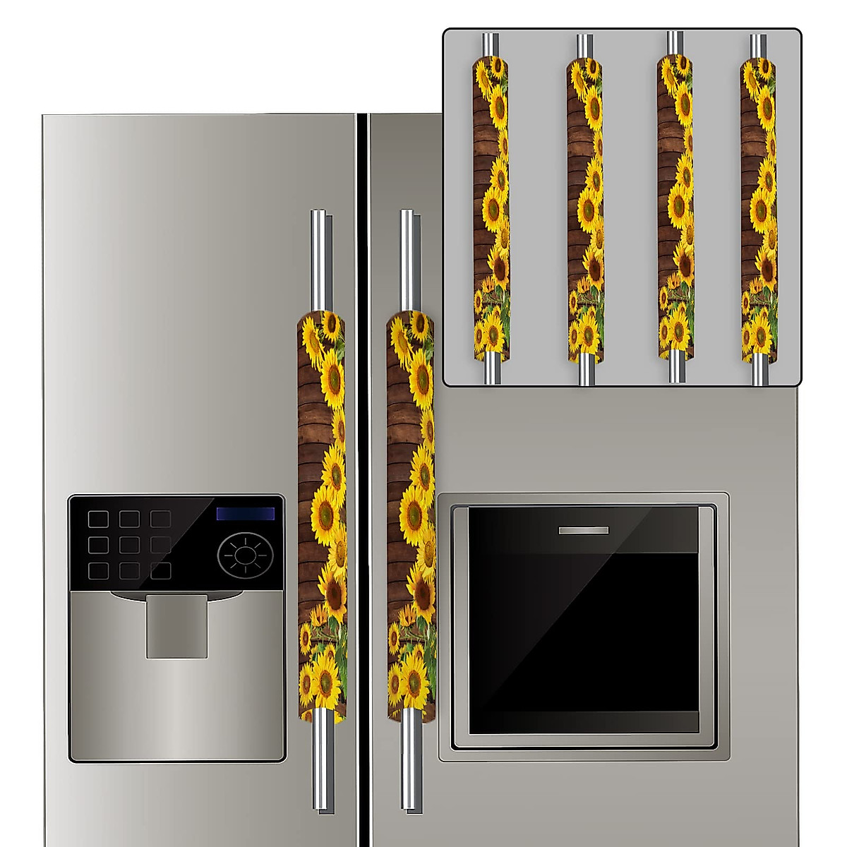 DMCXERO Refrigerator Handle Covers Set of 4 Appliance Handle Covers Use on Keep Kitchen Appliance Fridge Oven Microwave Dishwasher Clean (Sunflower)